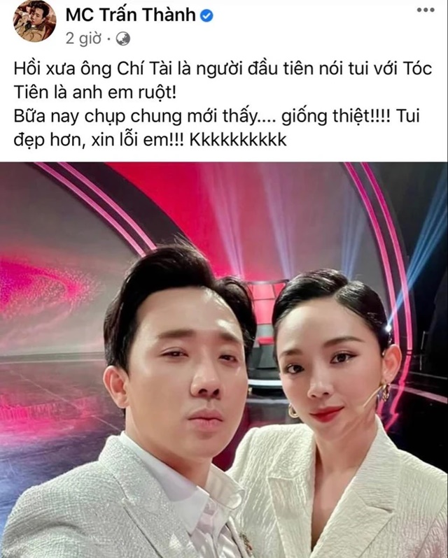 CĐM tranh cãi khi Trấn Thành tự nhận 'sanh đôi' với Tóc Tiên